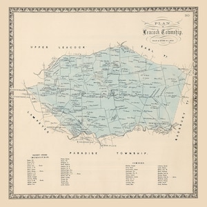 1864 Map of Leacock Township Lancaster County Pennsylvania - Etsy