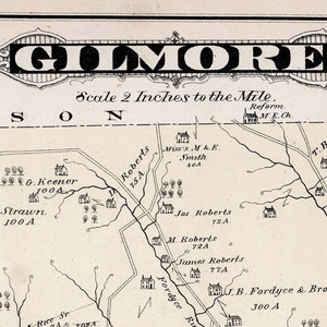 1876 Map of Gilmore Township Greene County Pennsylvania Rogersville ...