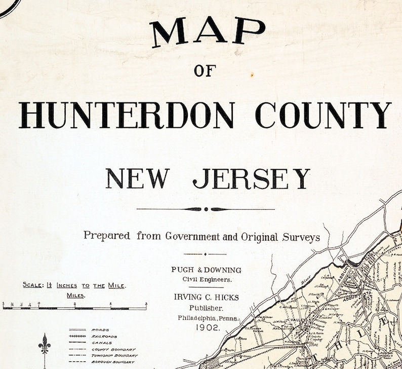 1902 Map of Hunterdon County New Jersey - Etsy