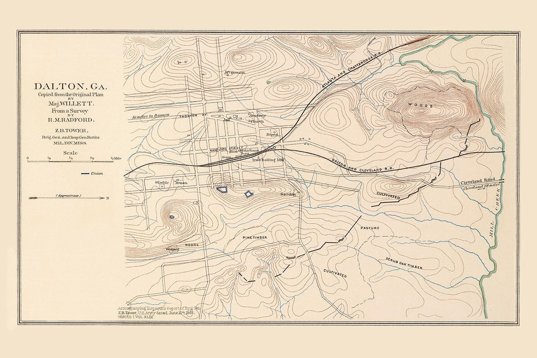 1865 Town Map of Dalton Georgia - Etsy