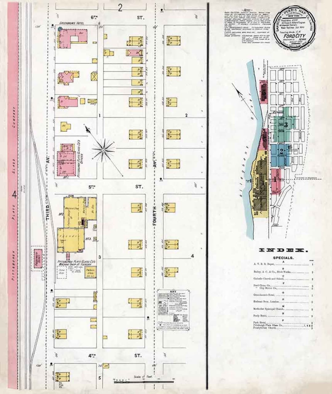 1899 Town Map of Ford City Armstrong County Pennsylvania - Etsy