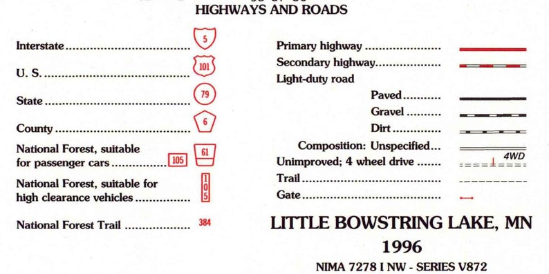 1996 Topo Map of Little Bowstring Lake MN Chippewa National - Etsy
