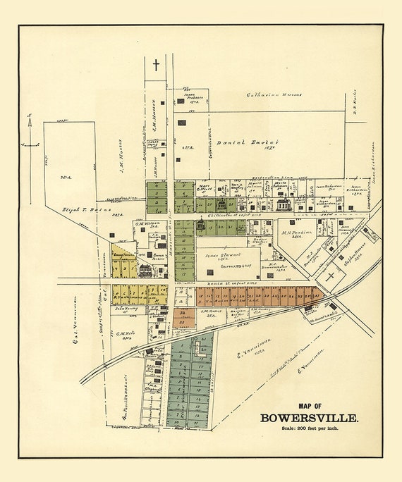 1896 Town Map of Bowersville Greene County Ohio - Etsy
