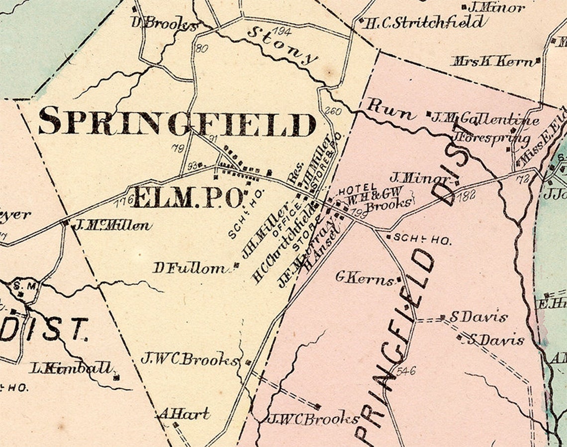 1872 Map of Springfield Township Fayette County PA - Etsy