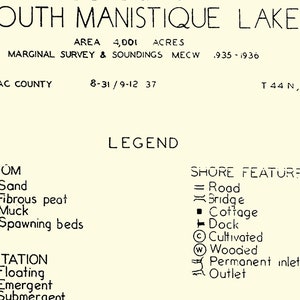1937 Map of South Manistique Lake Mackinac County Michigan - Etsy