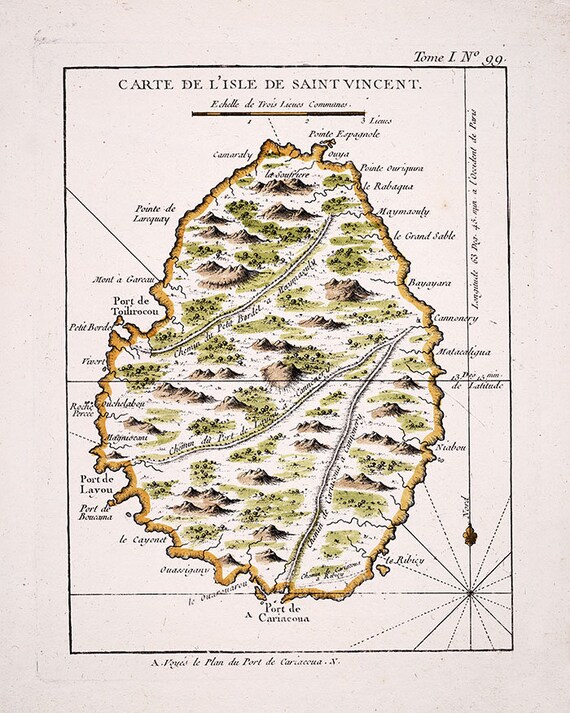 1764 Map of Saint Vincent Island - Etsy
