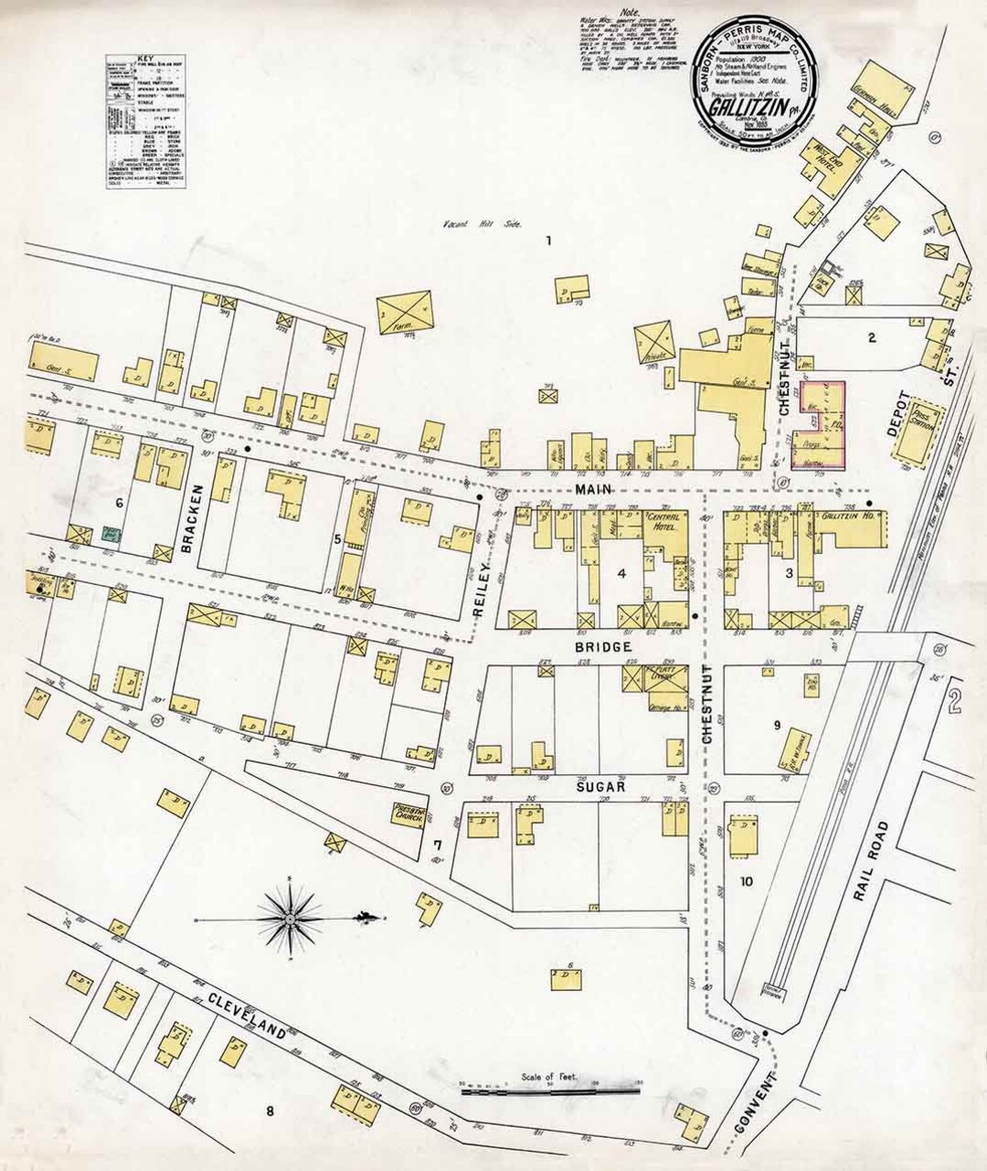 1895 Town Map of Gallitzin Cambria County Pennsylvania - Etsy