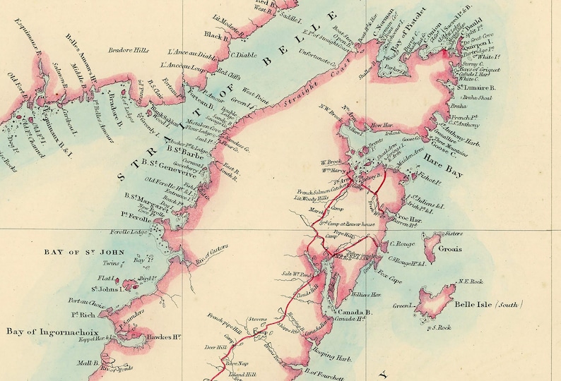 1884 Map of Newfoundland Canada - Etsy