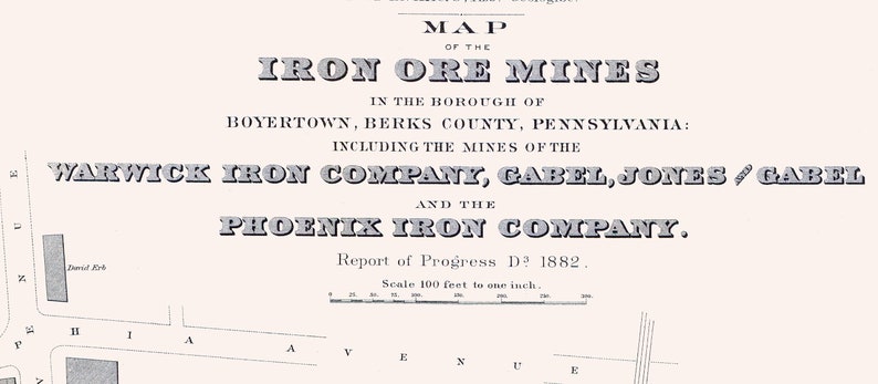 1882 Map of Boyertown Berks County Pennsylvania Iron Ore Mines - Etsy