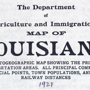 1921 Map of Louisiana - Etsy