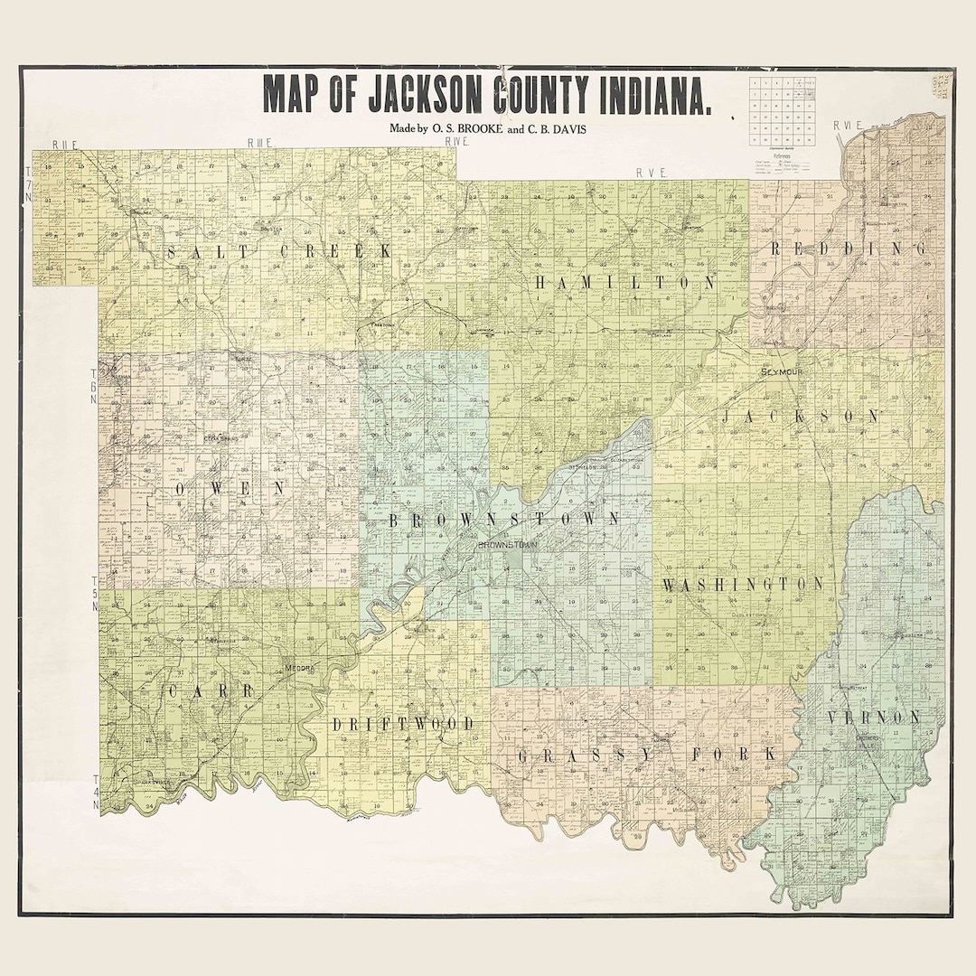 1917 Map of Jackson County Indiana - Etsy