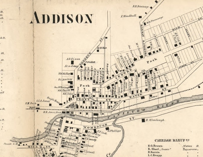 1857 Map of Steuben County NY From Actual Surveys Corning Hornellsville ...