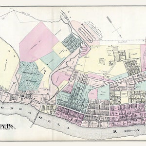1876 Map of Monongahela City Washington County Pa - Etsy