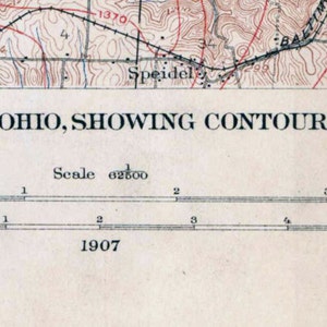 1907 Oil and Gas Map of Flushing Quadrangle Belmont County Ohio - Etsy