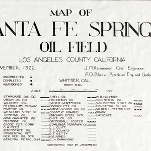1922 Farm Line Map of Santa Fe Springs Oil Field California - Etsy