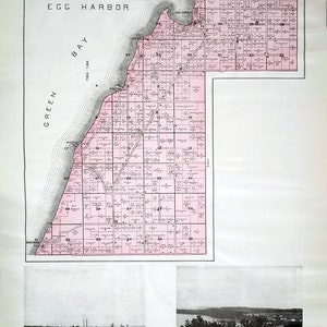 1899 Map of Egg Harbor Township Door County Wisconsin - Etsy