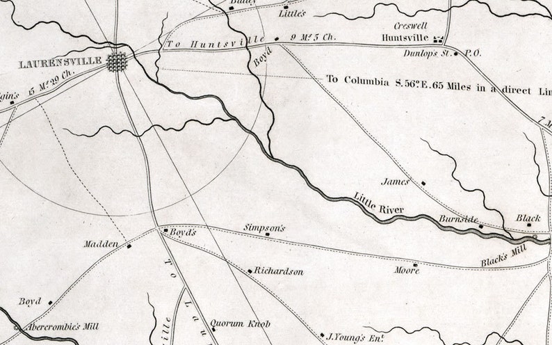1825 Map of Laurens County South Carolina - Etsy