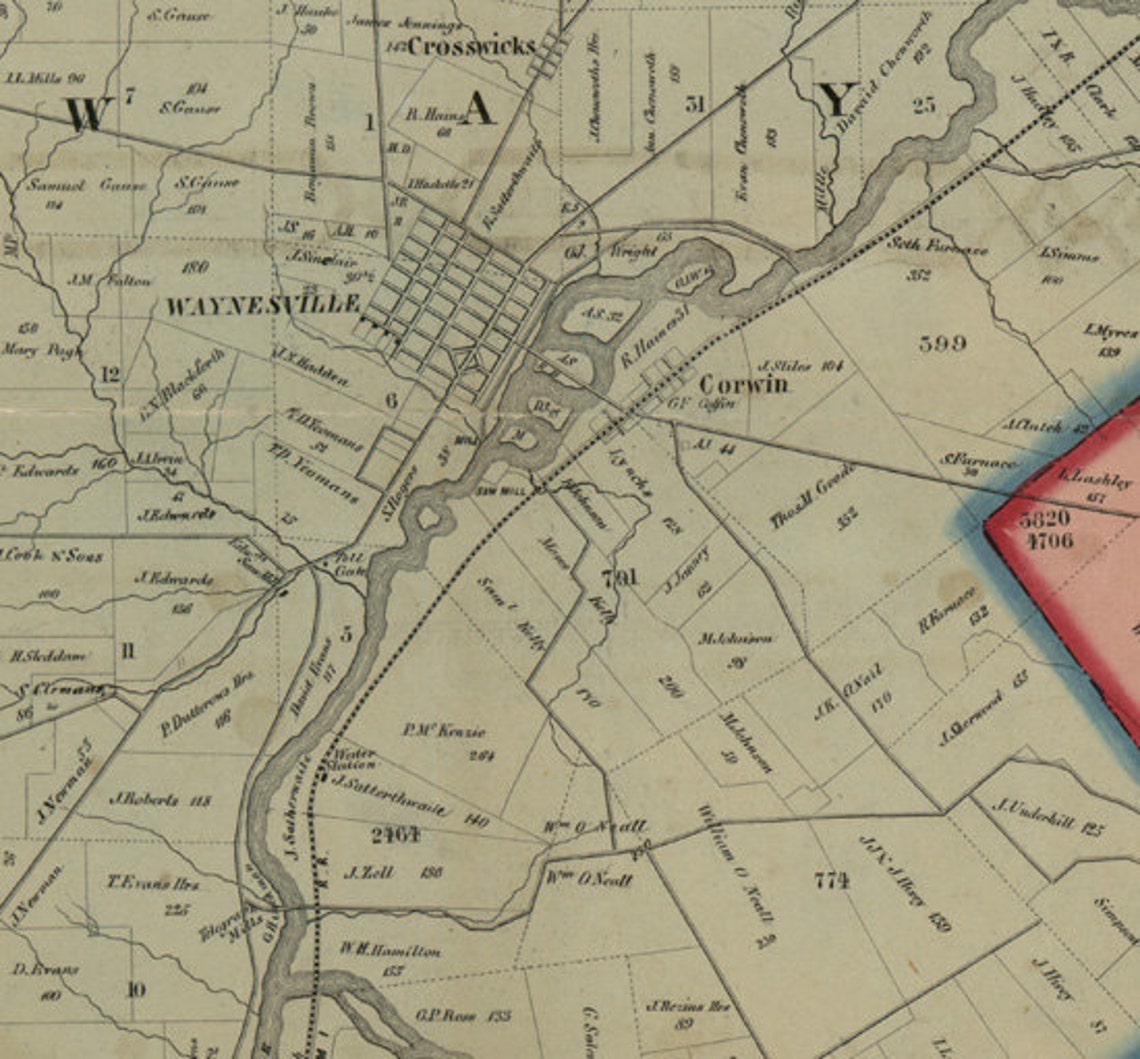 1856 Farm Line Map of Warren County Ohio Lebanon Waynesville - Etsy
