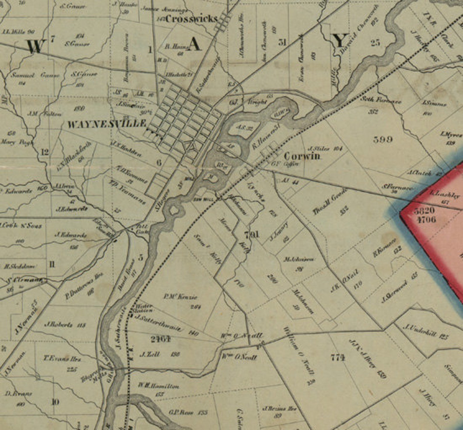 1856 Farm Line Map of Warren County Ohio Lebanon Waynesville - Etsy