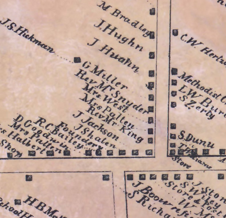1858 Town Map of Smithfield Fayette County Pa - Etsy