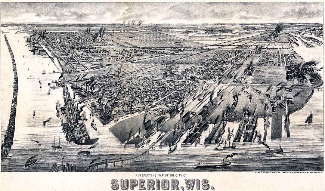 1893 Panoramic Map of Superior Wisconsin - Etsy