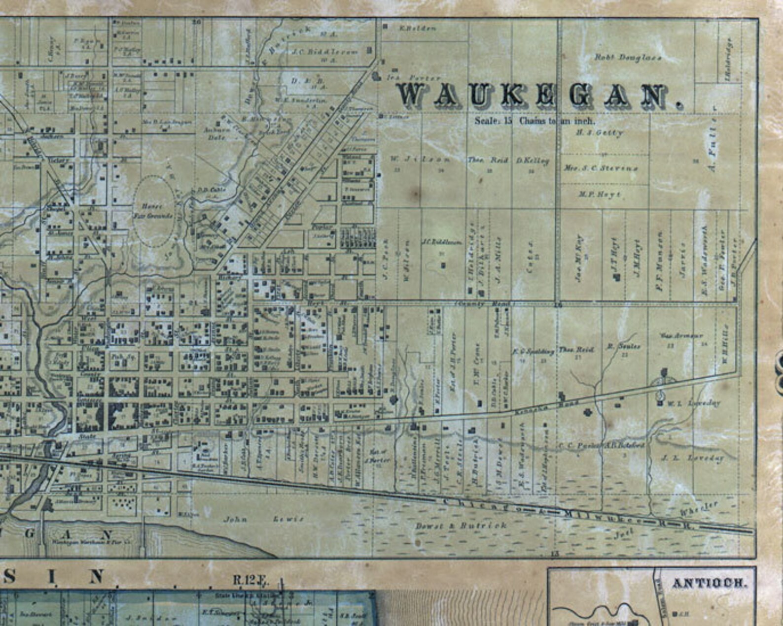 1861 Farm Line Map of Lake County Illinois Waukegan - Etsy