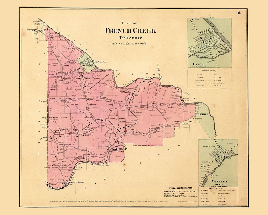 1865 Map of French Creek Township Venango County Pennsylvania Oil ...