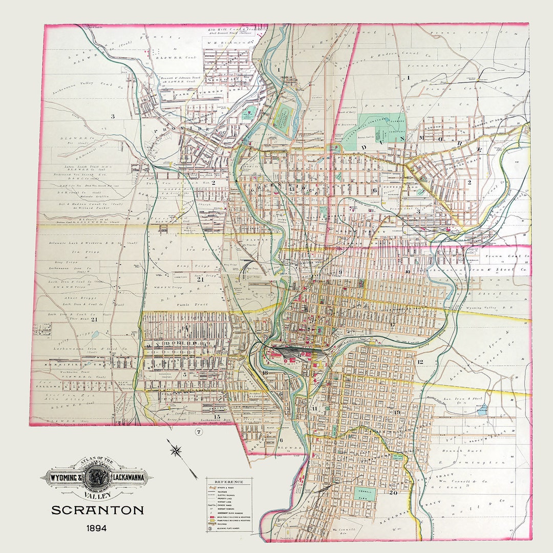 1894 Map of Scranton Pennsylvania - Etsy