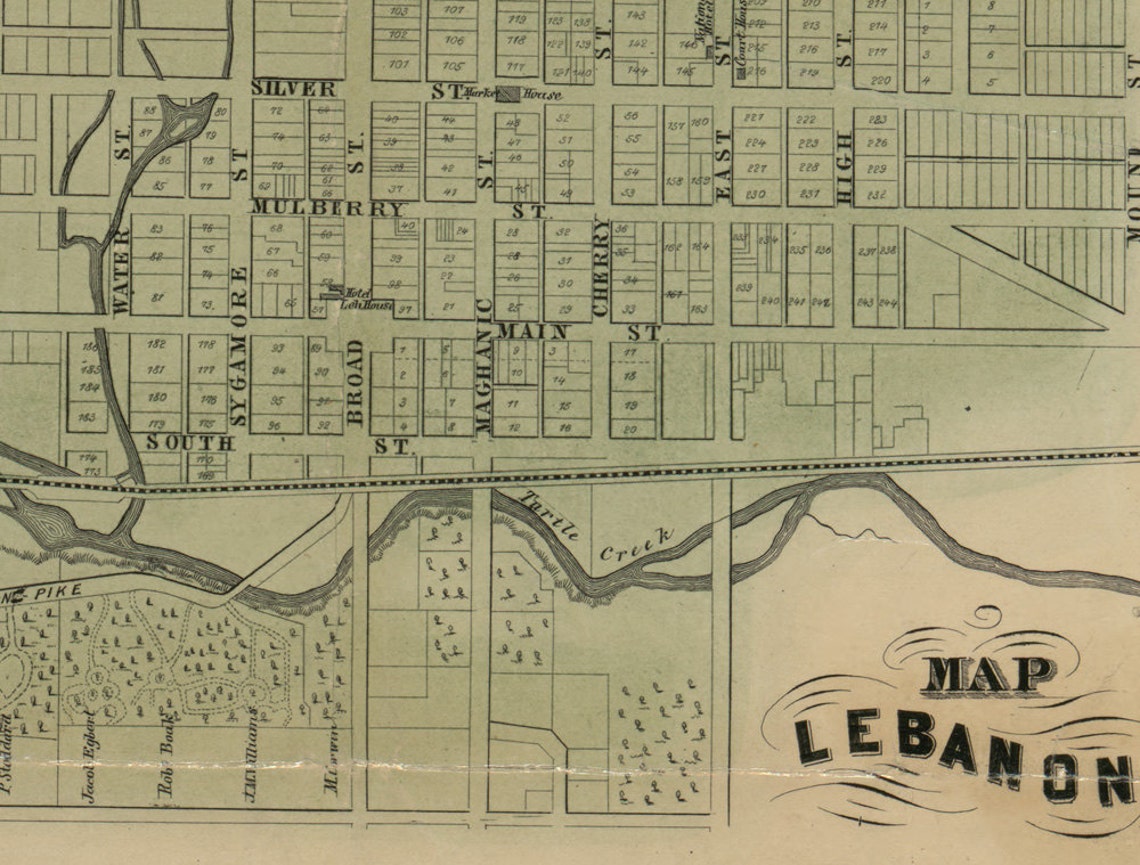 1856 Farm Line Map of Warren County Ohio Lebanon Waynesville - Etsy