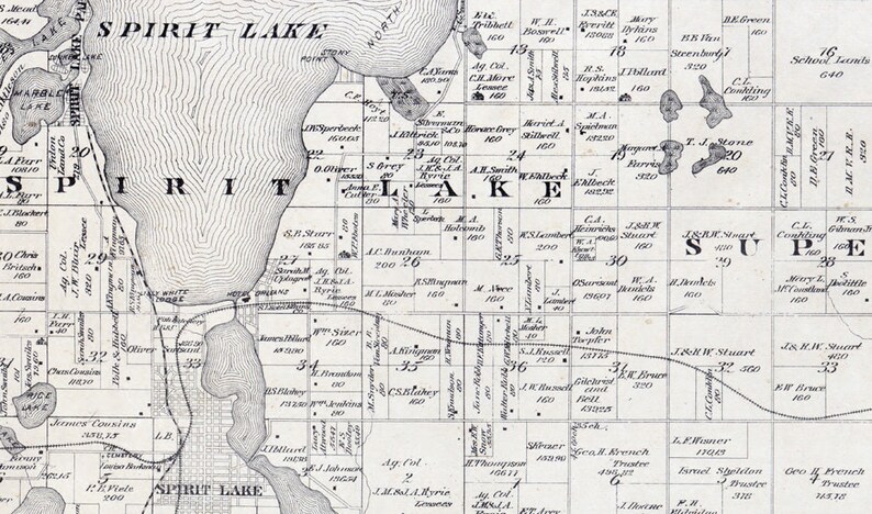 1883 Map Of Dickinson County Iowa Etsy