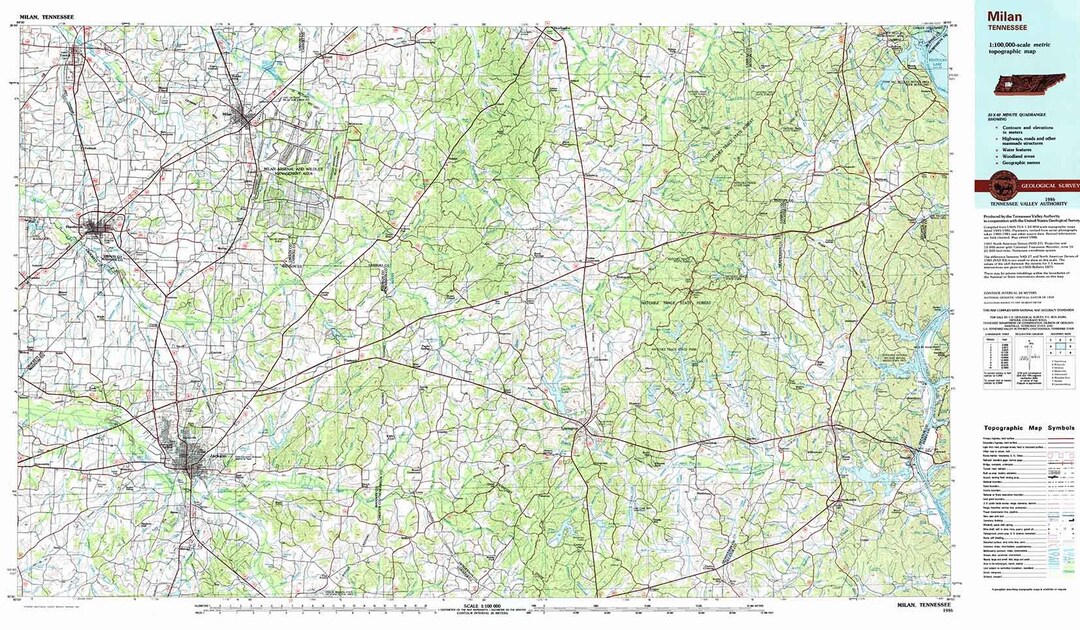 1986 Topo Map of Milan Tennessee Humboldt Jackson - Etsy
