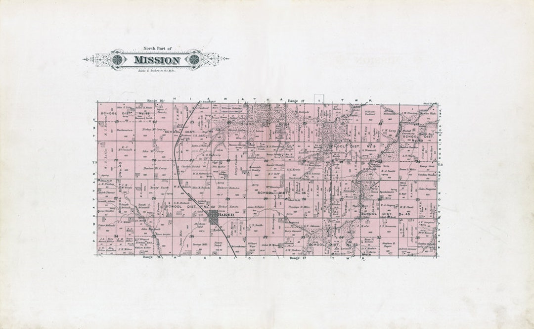 1887 Map of Mission Township Brown County Kansas - Etsy