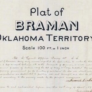 1898 Town Map of Braman Kay County Oklahoma - Etsy