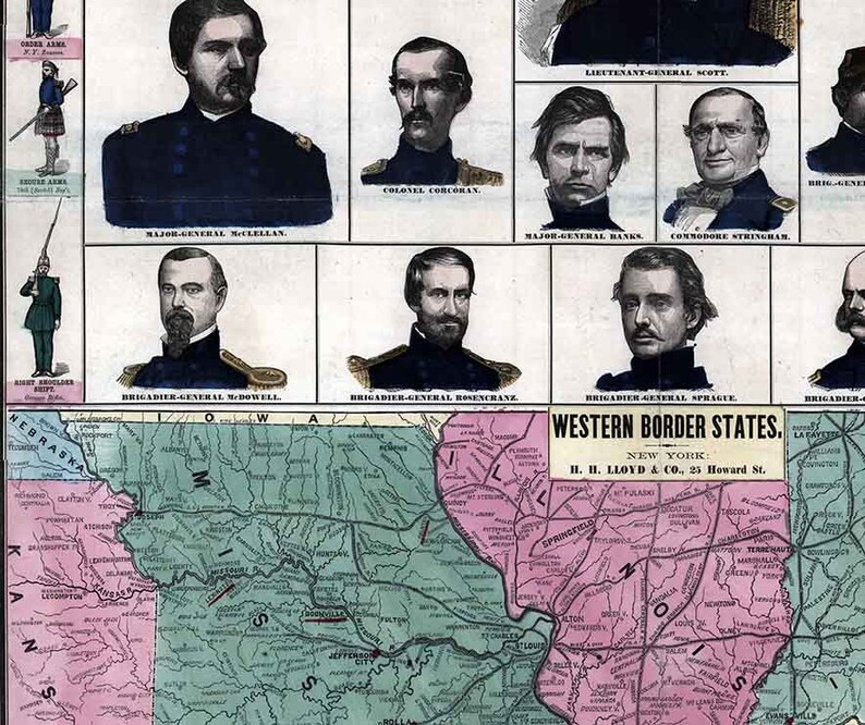 1861 Map of the Western Border States Military Portraits - Etsy