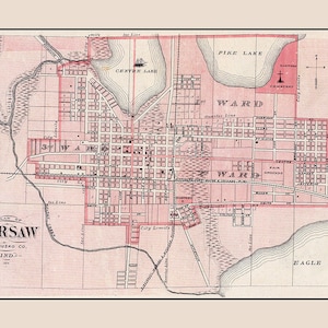 1876 Town Map of Warsaw Kosciusko County Indiana - Etsy