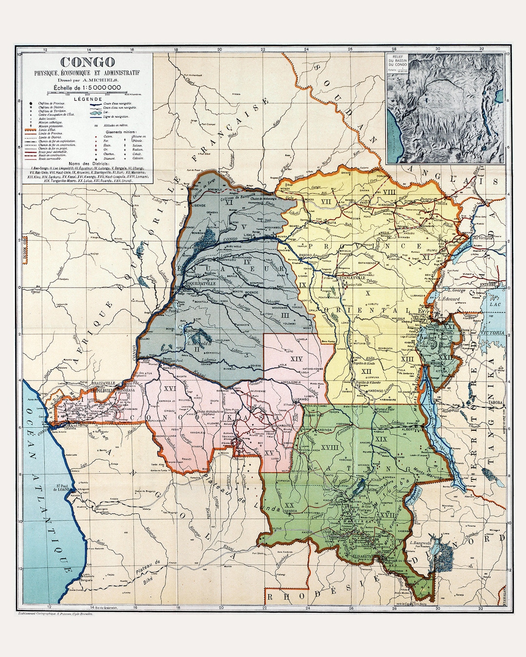 1879 Map of Congo Democratic Republic - Etsy