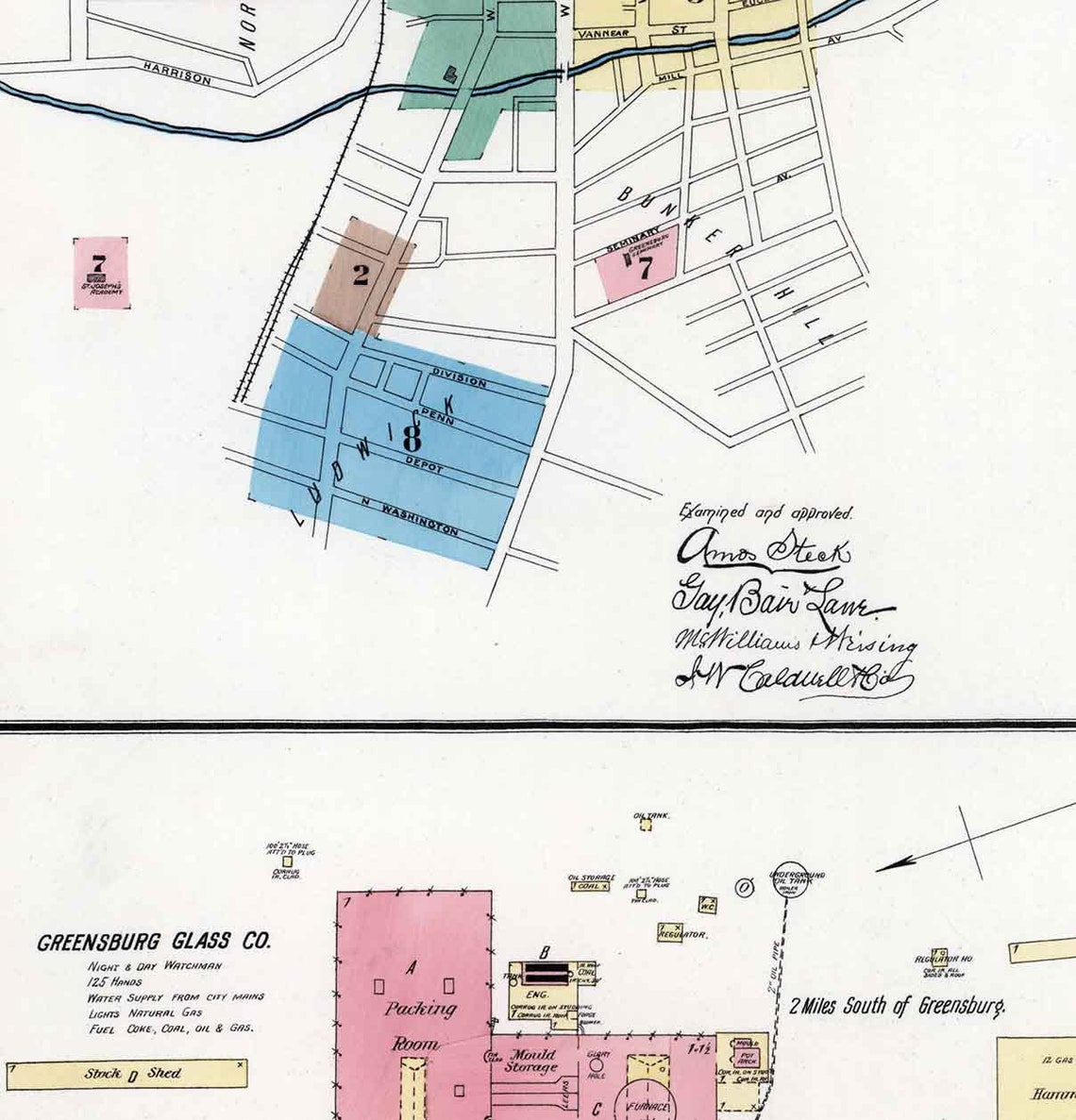 1891 Town Map of Greensburg Westmoreland County Pennsylvania - Etsy