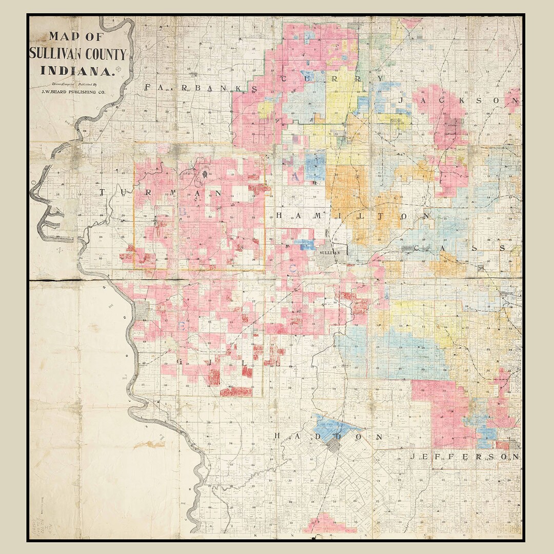 1924 Map of Sullivan County Indiana - Etsy