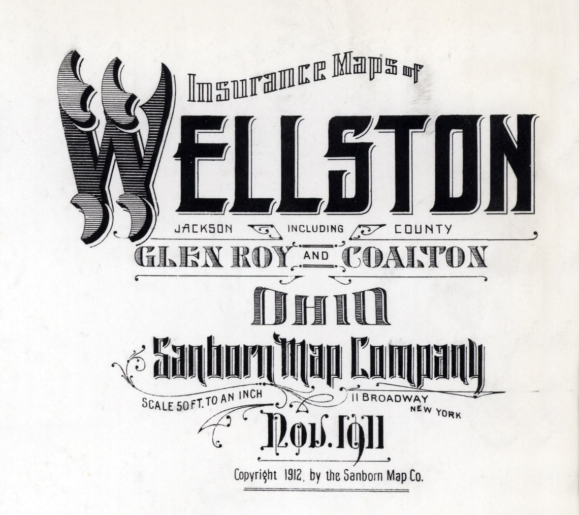 1911 Town Map of Wellston Jackson County Ohio - Etsy UK