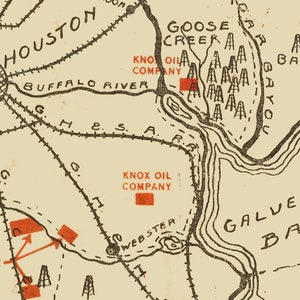1916 Map of Texas Oil Fields Near Houston and Galveston - Etsy