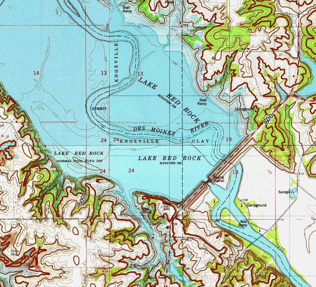 1966 Map of Lake Red Rock Iowa - Etsy