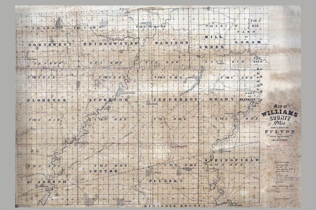 1835 Map of Williams County Ohio and Part of Fulton - Etsy