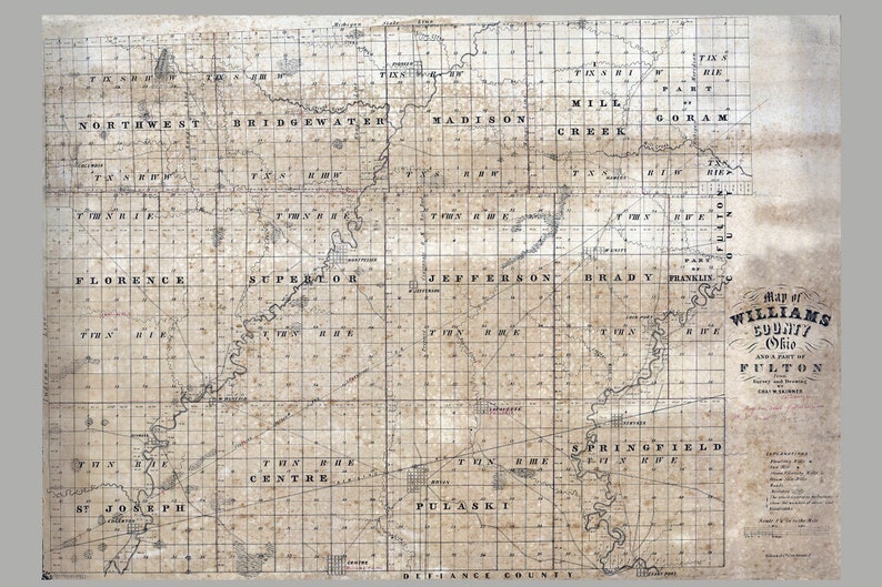 1835 Map of Williams County Ohio and Part of Fulton - Etsy