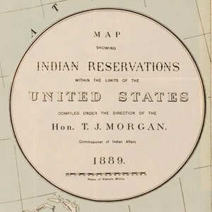 1889 Map of Indian Reservations in the United States - Etsy