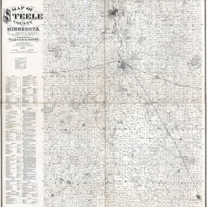 1879 Farm Line Map of Steele County Minnesota Owaton Medford - Etsy