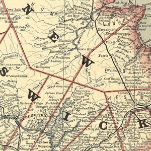 1881 Map of Nova Scotia New Brunswick and Prince Edward Island Canada ...