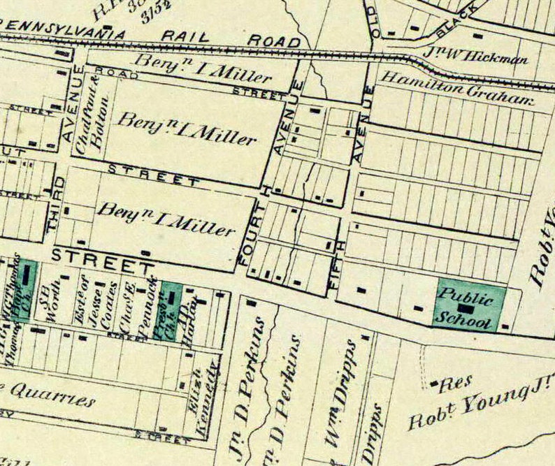 1873 Town Map of Coatesville Chester County Pennsylvania - Etsy
