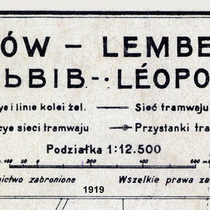 1919 Town Map of Lemberg Ukraine Lwow Galicia - Etsy