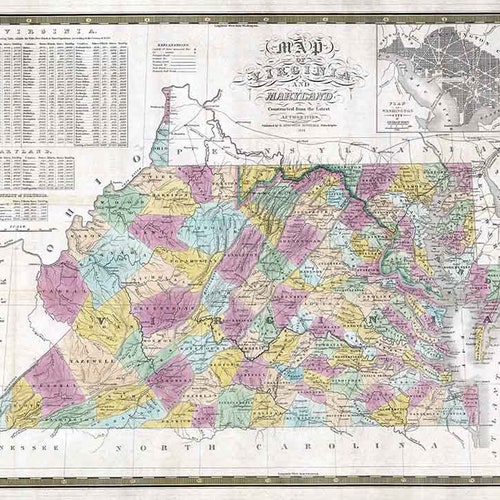 1752 Map A New and Accurate Map of Virginia and Maryland. Map - Etsy