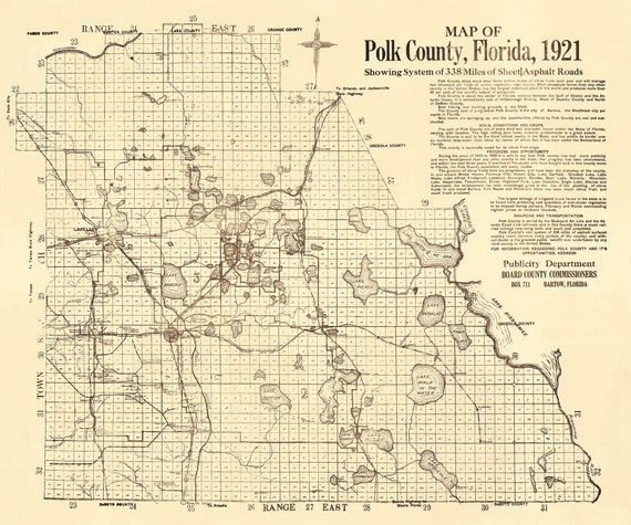 1921 Map Of Polk County Florida Etsy